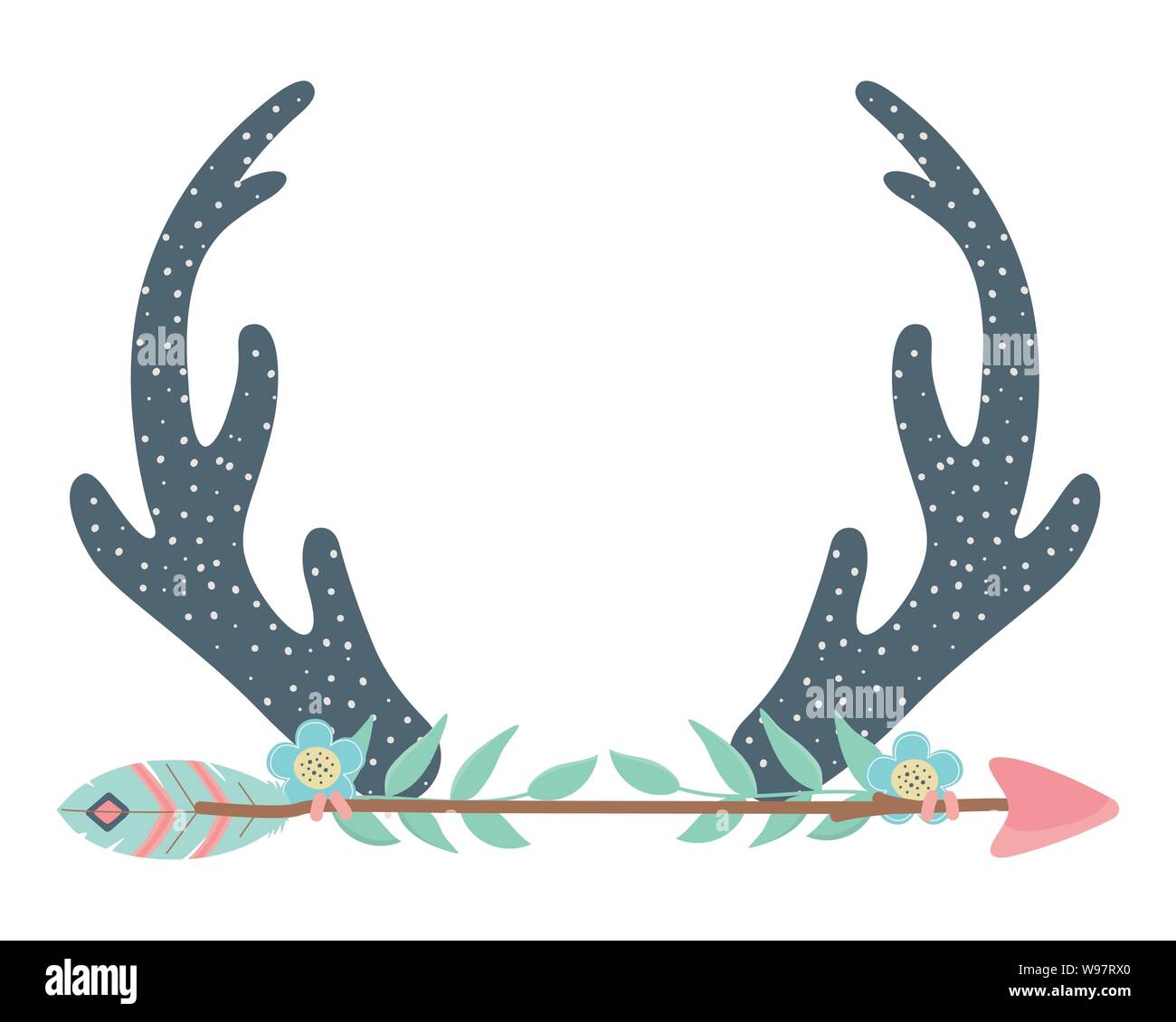Boho horns design, Bohemic decoration vintage fashion abstract art and ...