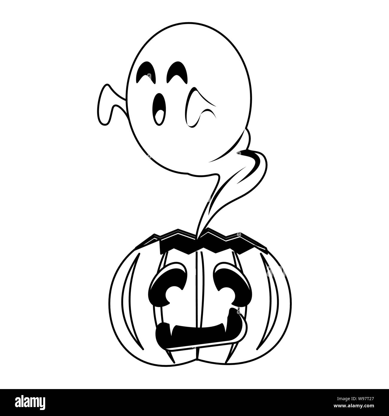 halloween october scary celebration cartoon in black and white Stock ...