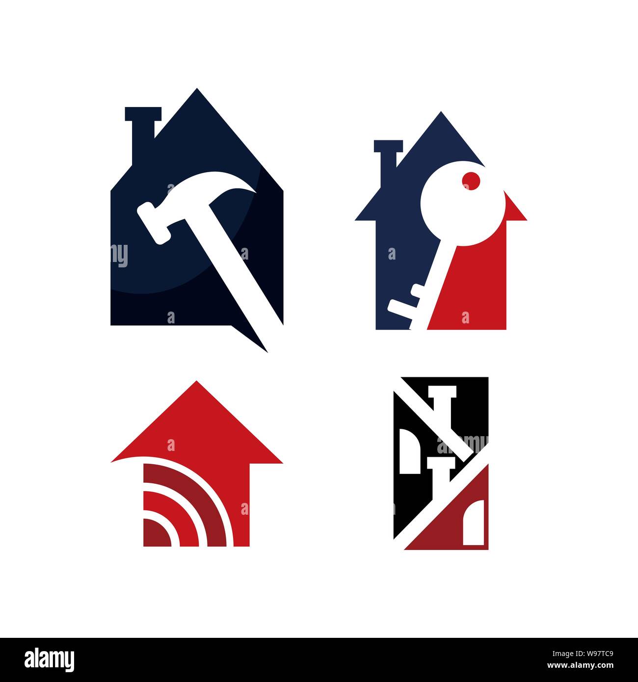 Real Estate Home Property Design Template Vector Set Stock Vector Image ...