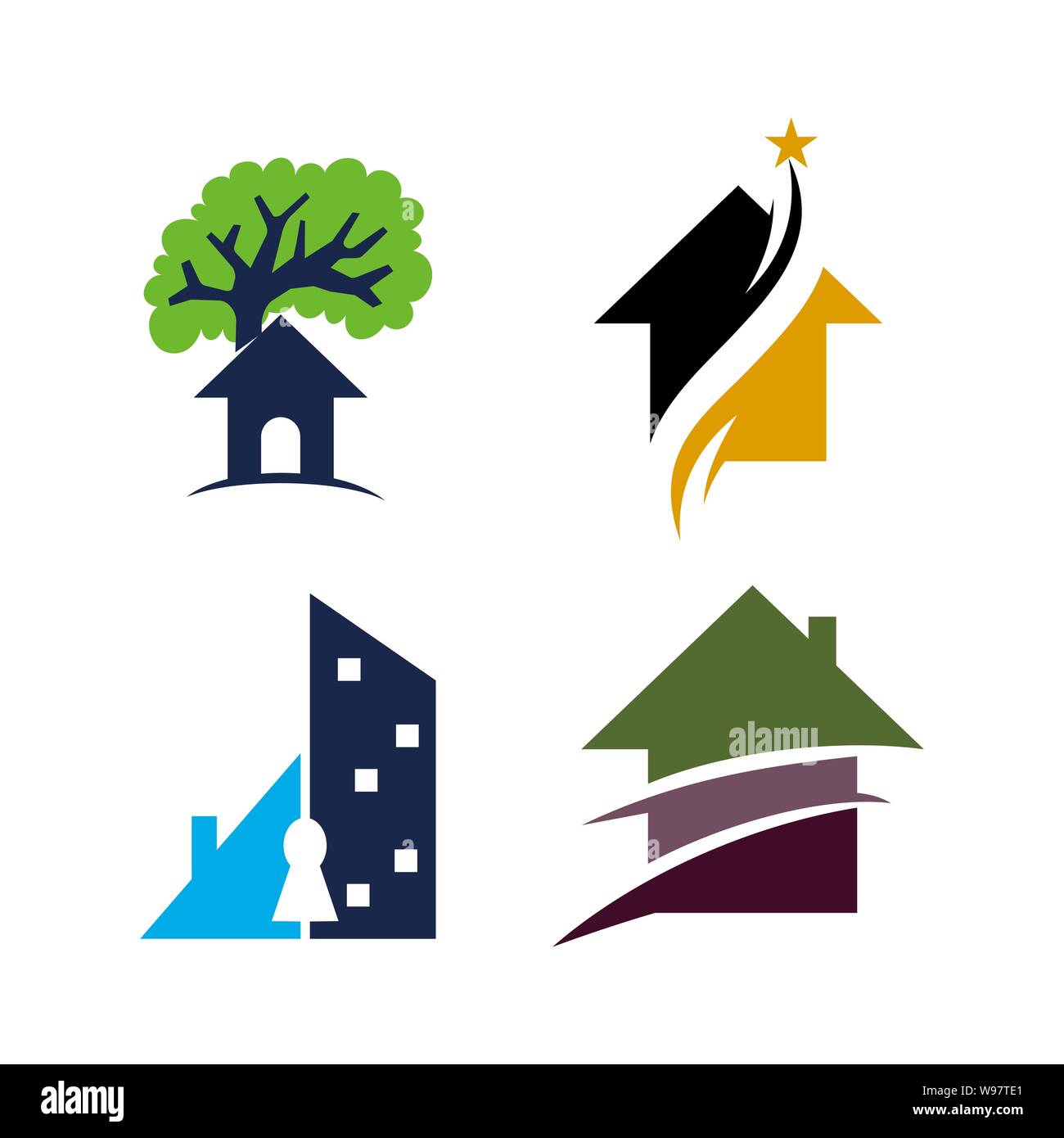 Real Estate Home Property Design Template Vector Set Stock Vector Image ...
