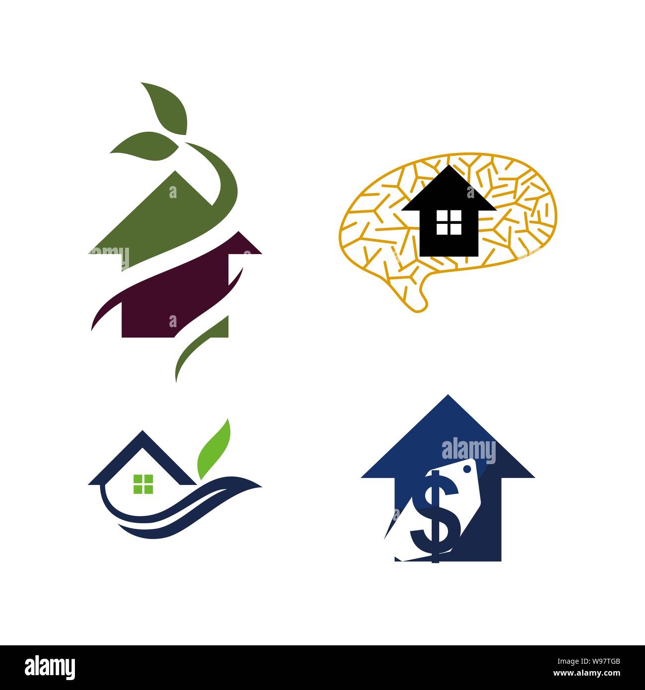 Real Estate Home Property Design Template Vector Set Stock Vector Image ...