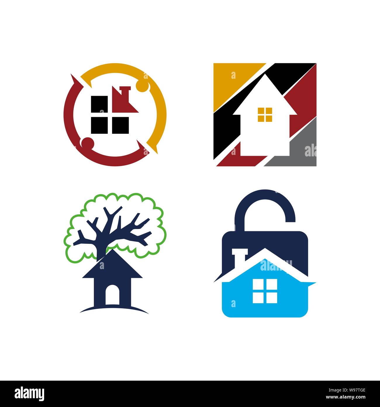 Real Estate Home Property Design Template Vector Set Stock Vector Image ...