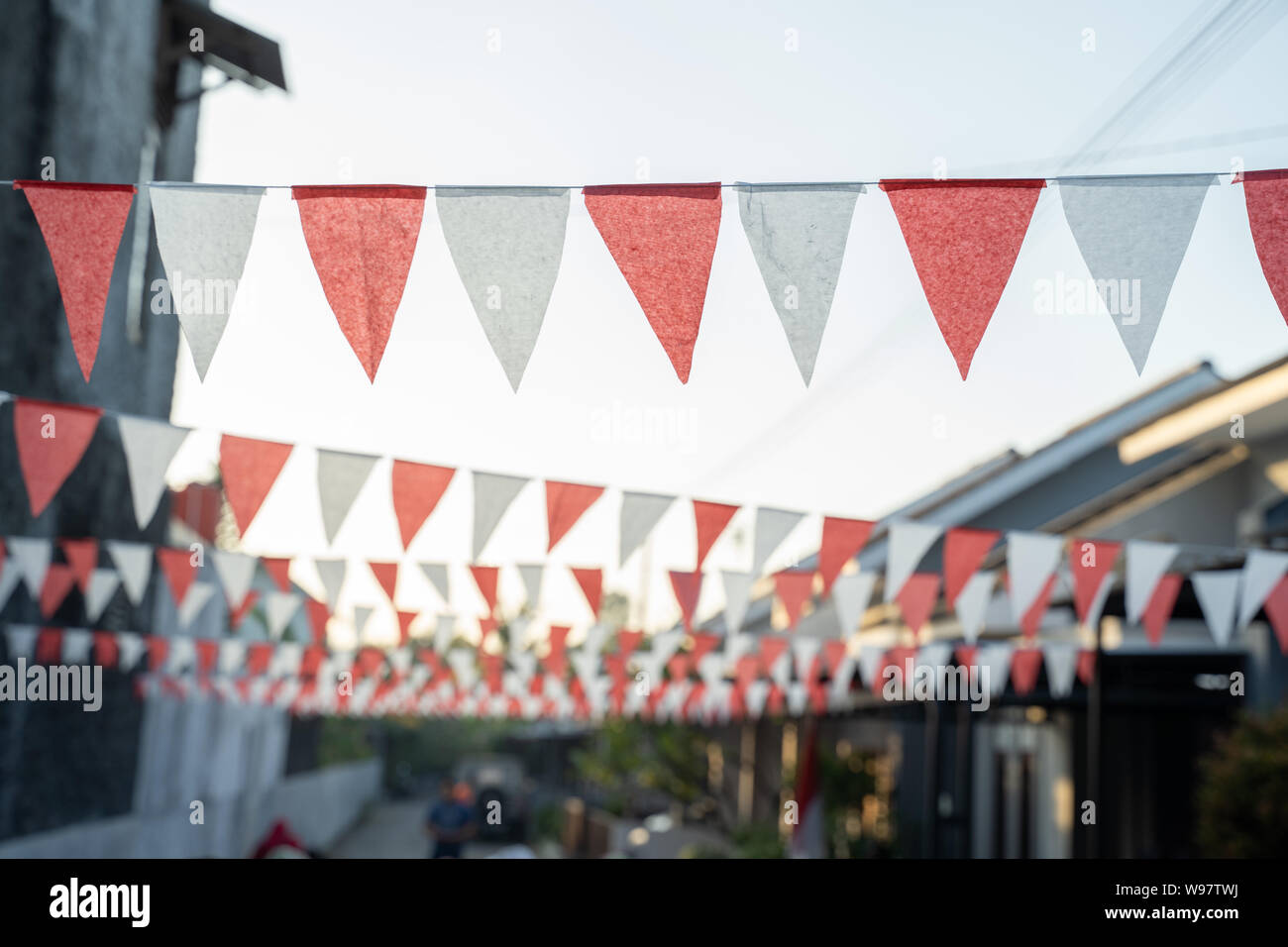 red and white flag chain indonesia independence day decoration Stock ...