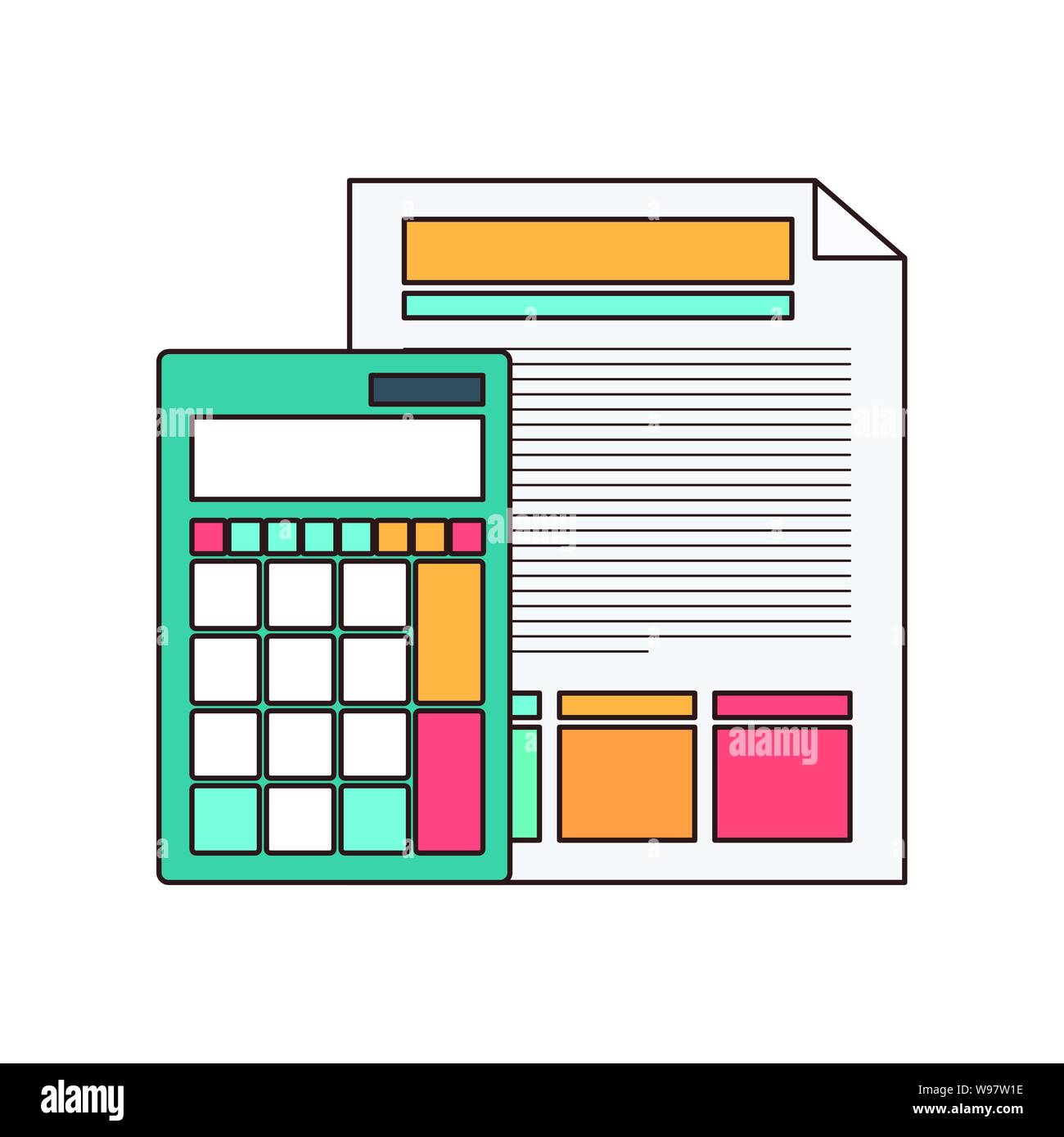 file sheet with calculator in white background Stock Vector Image & Art ...