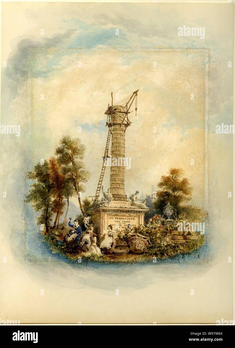 Design for the monument to British Artists by James Prinsep 1828 Stock ...