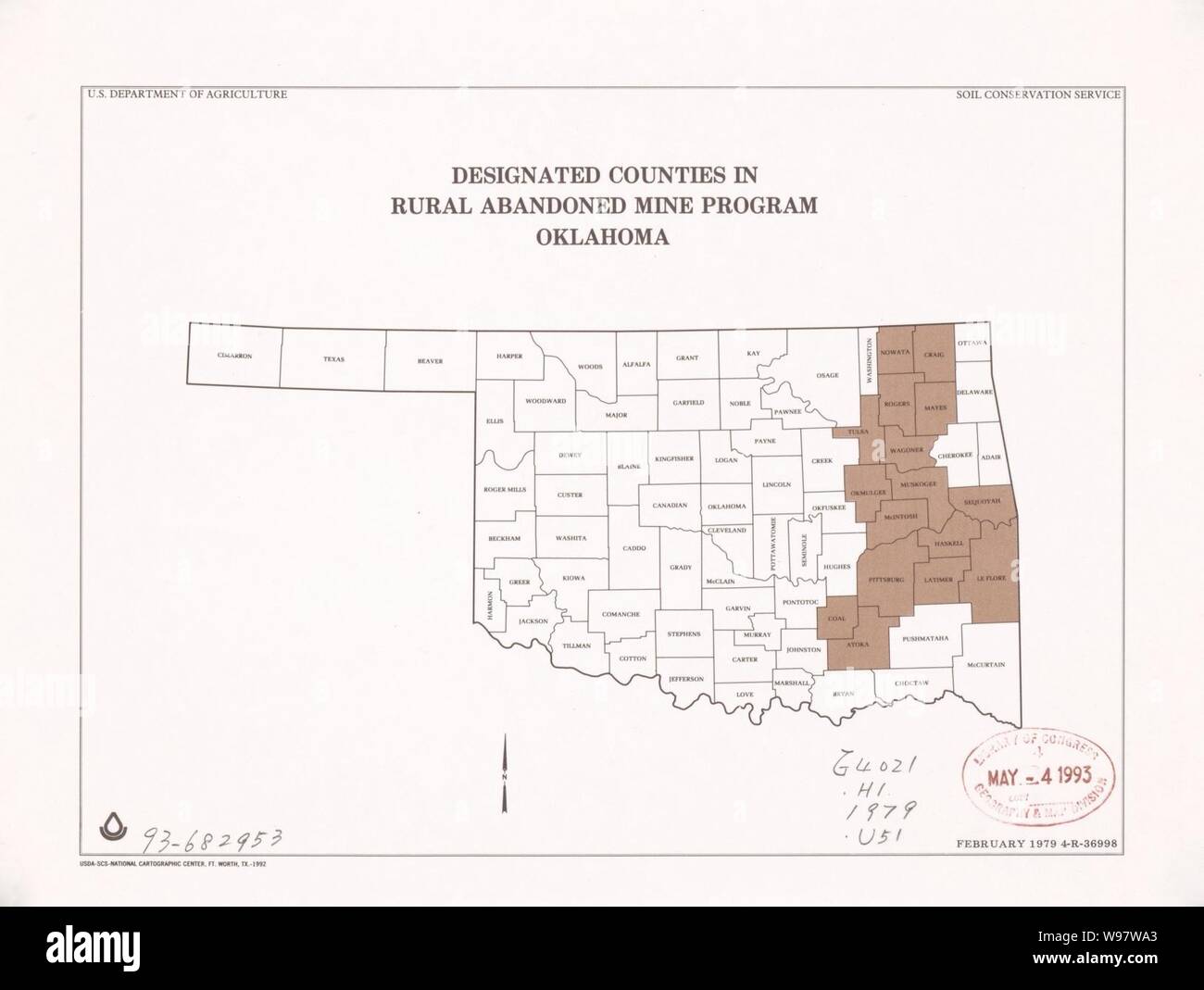 Designated counties in rural abandoned mine program, Oklahoma Stock ...