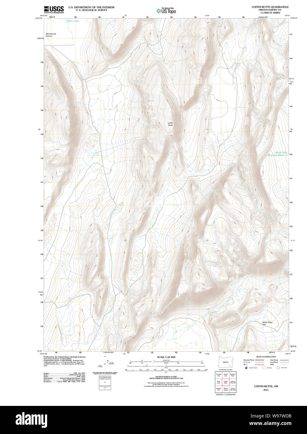 USGS Topo Map Oregon Coffin Butte 20110818 TM Restoration Stock Photo ...