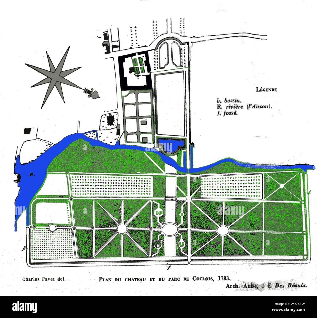 Dessin 08571 chateau et parc coclois Stock Photo - Alamy