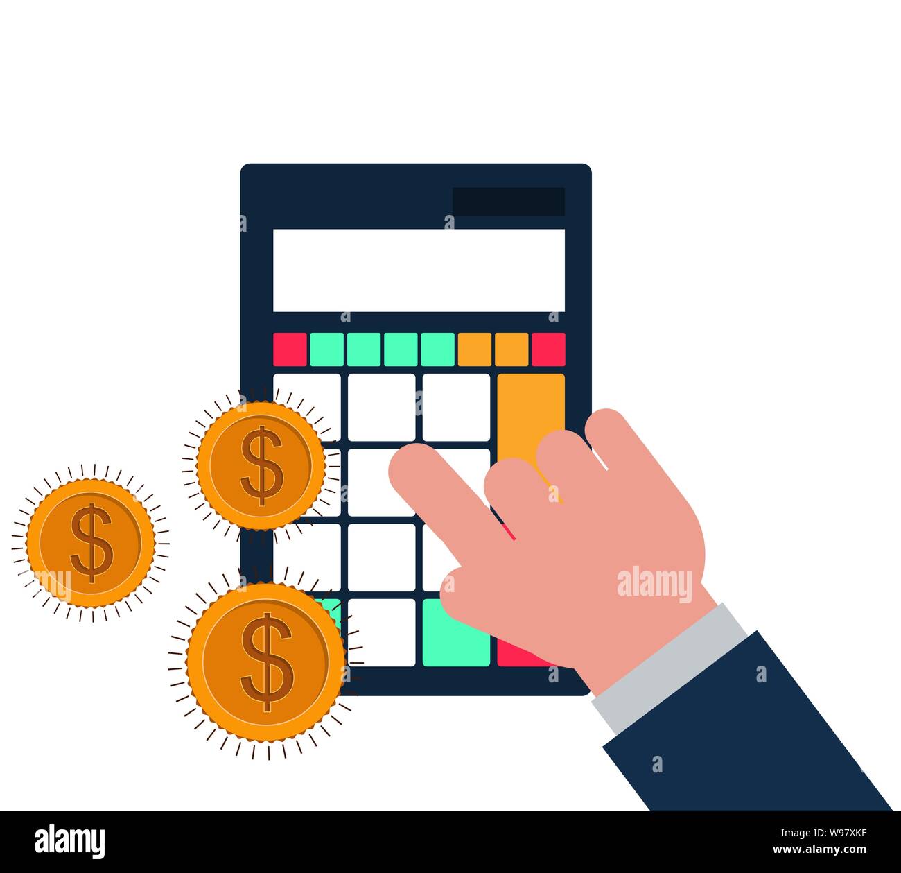 Hand using calculator Stock Vector Images - Alamy