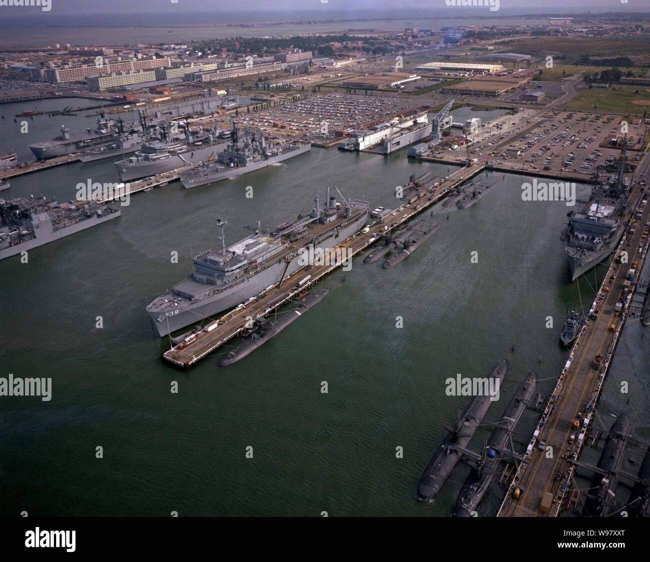 Destroyer and submarine piers 22 and 23 at Naval Station Norfolk in ...