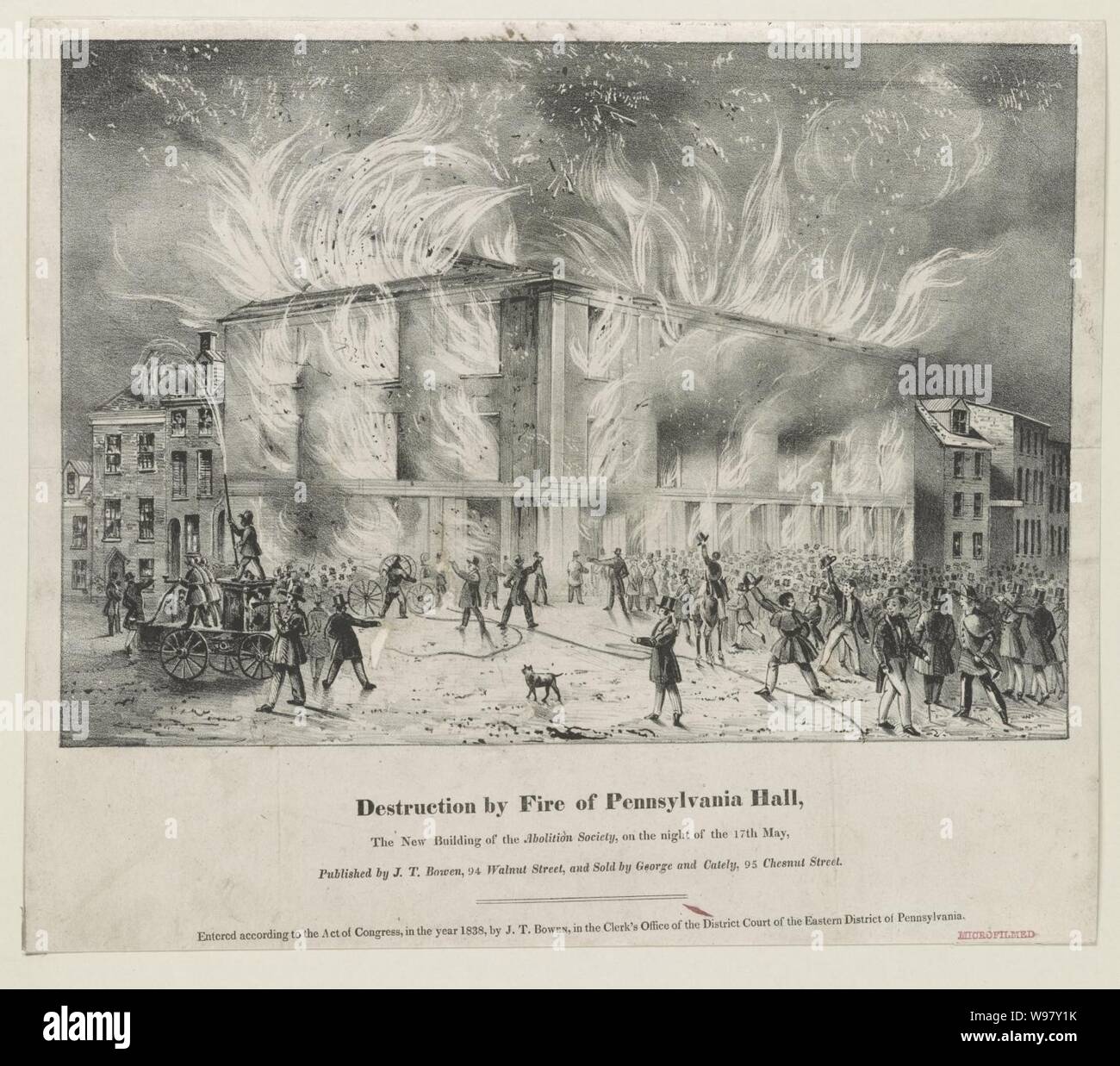 Destruction by fire of Pennsylvania Hall, the new building of the ...
