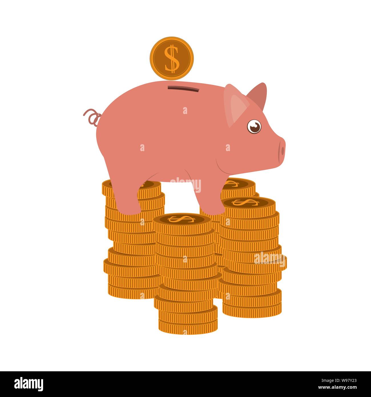 money savings and pig on white background Stock Vector Image & Art - Alamy