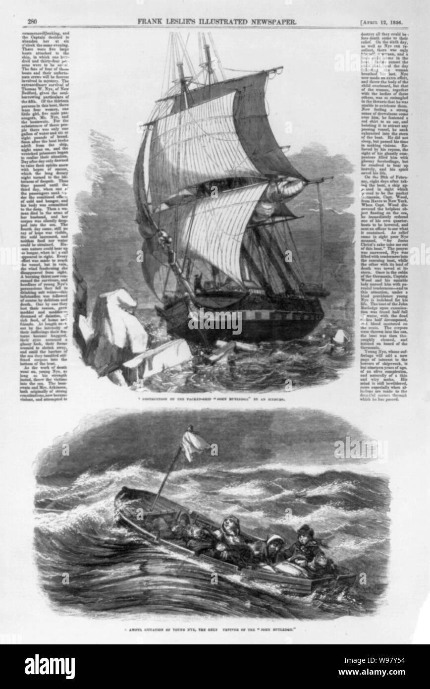 Destruction of the packet-ship John Rutledge by an iceburg, Feb. 20 ...