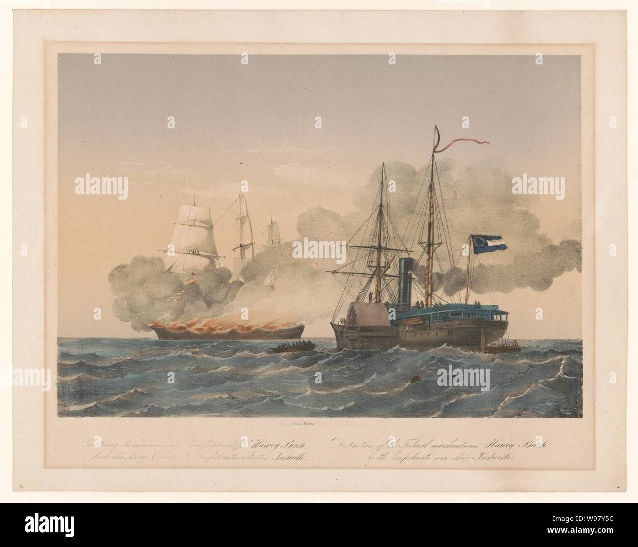 Destruction of the Federal merchantman Harvey Birch, by the Confederate ...