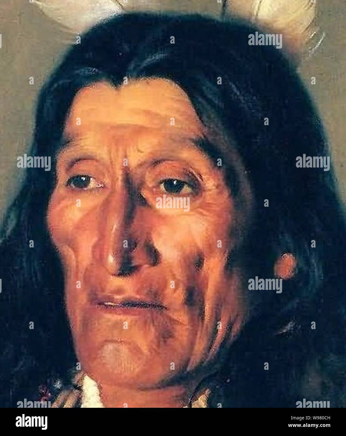 Detail Hubert Vos- Sioux Chief In Buffalo Robes (cropped Stock Photo ...