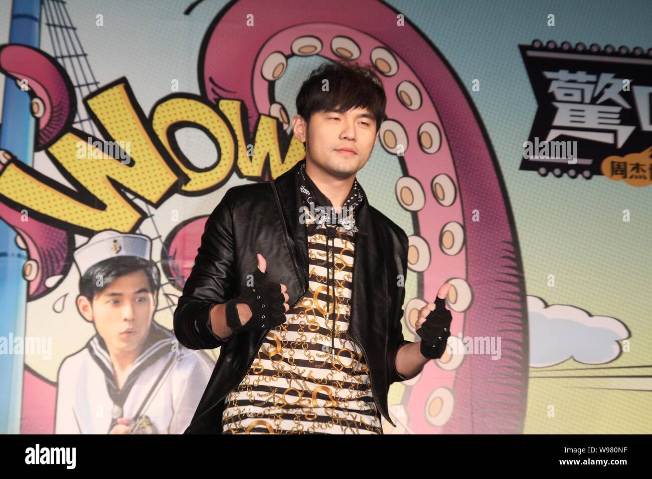 Taiwanese singer Jay Chou poses during a press conference for his new ...