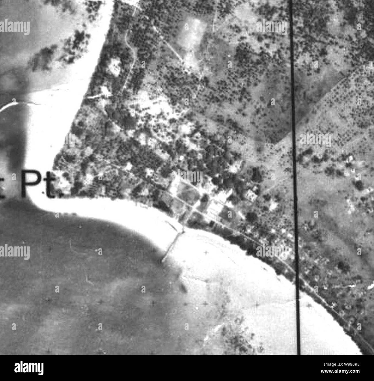 Detail of an aerial photo of Diego Garcia from 1965 -b Stock Photo - Alamy