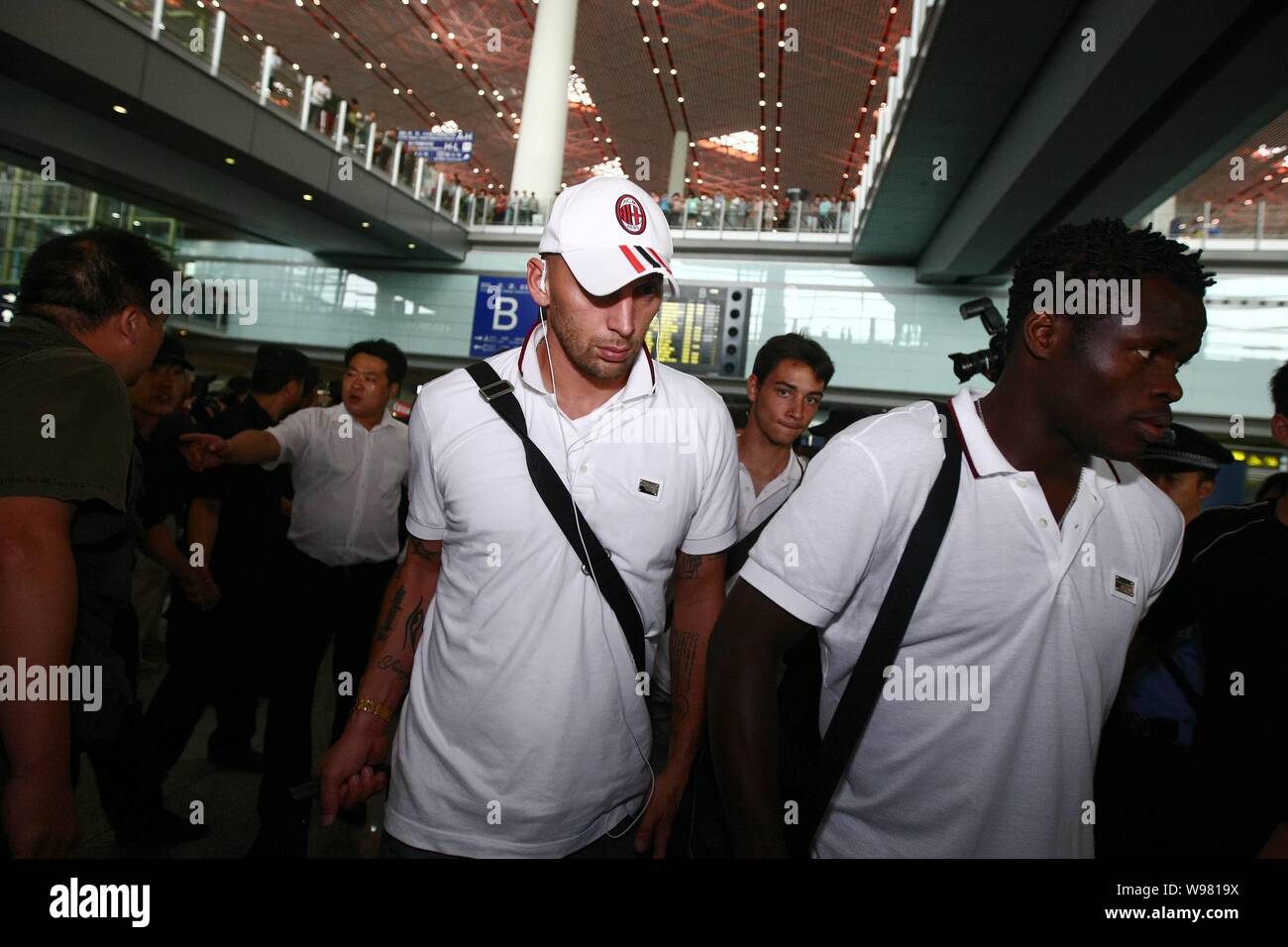 Christian Abbiati (L) and Taye Ismaila Taiwo of AC Milan are pictured ...