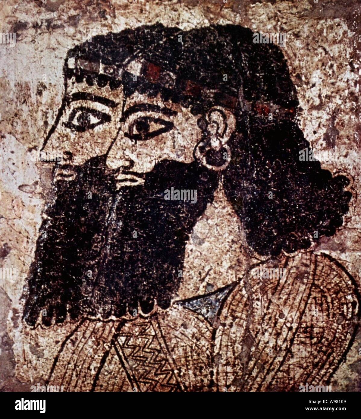 Detail of the wall paintings from the governor's palace at Til Barsip ...