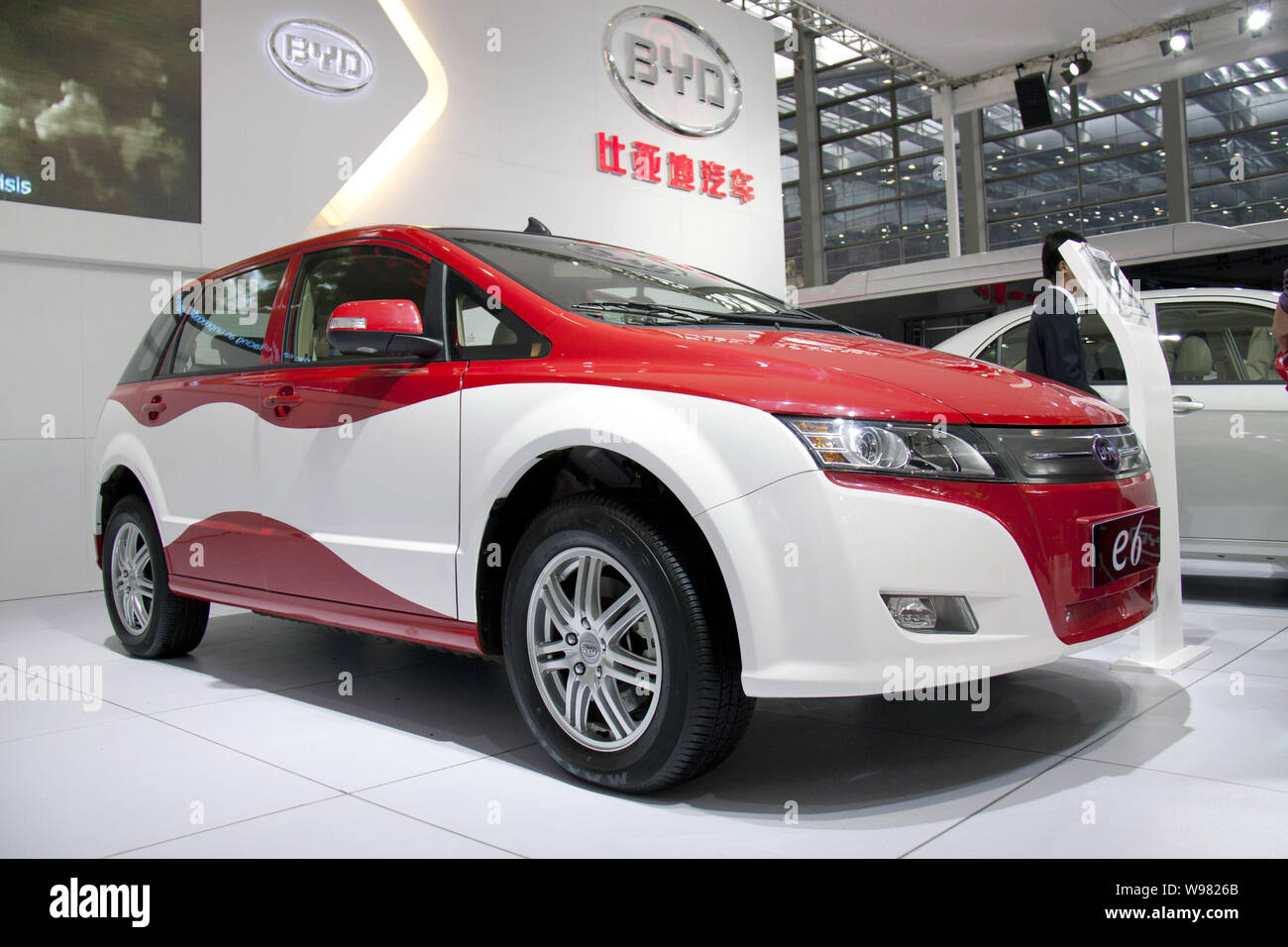 --File-- A BYD e6 is seen on display during an auto show in Shenzhen ...