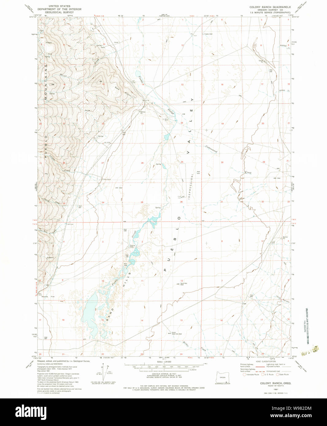 USGS Topo Map Oregon Colony Ranch 279408 1981 24000 Restoration Stock ...