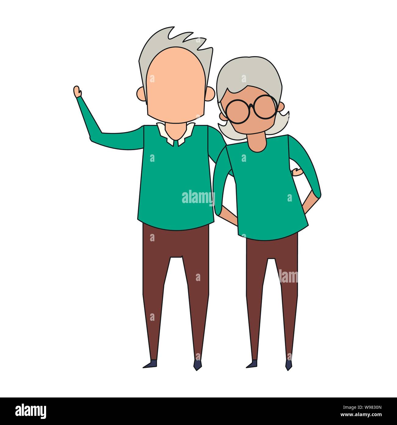 grandparents senior old people cartoon faceless Stock Vector Image ...