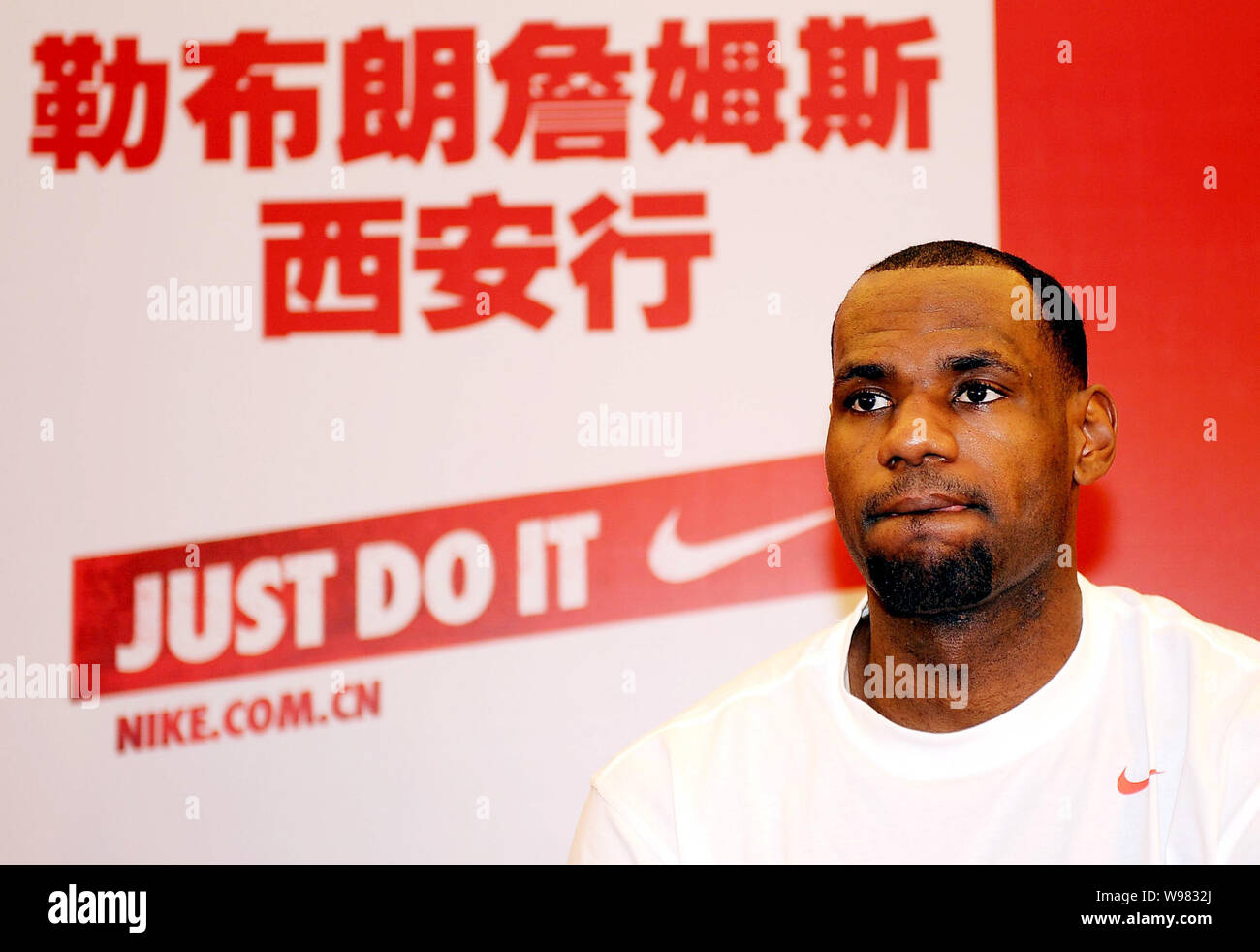 NBA star LeBron James is pictured in an interview during his China tour ...