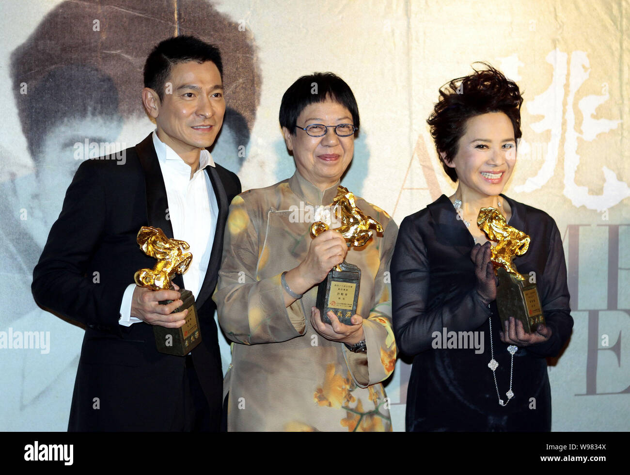 (From left) Hong Kong singer and actor Andy Lau, Hong Kong director Ann ...