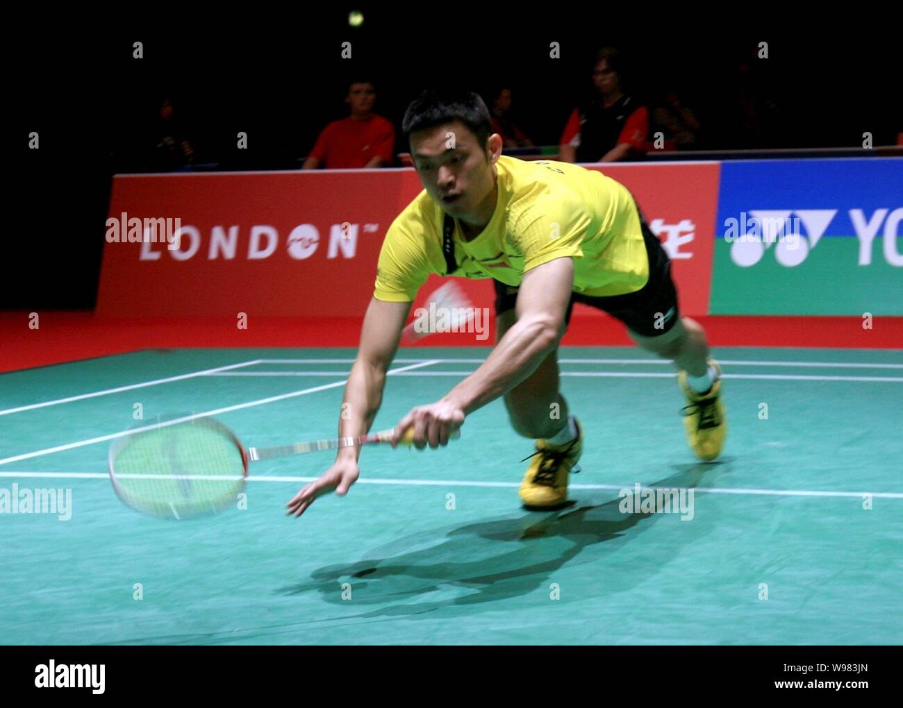 Chinas Lin Dan competes at the World Badminton Championships in Londons ...
