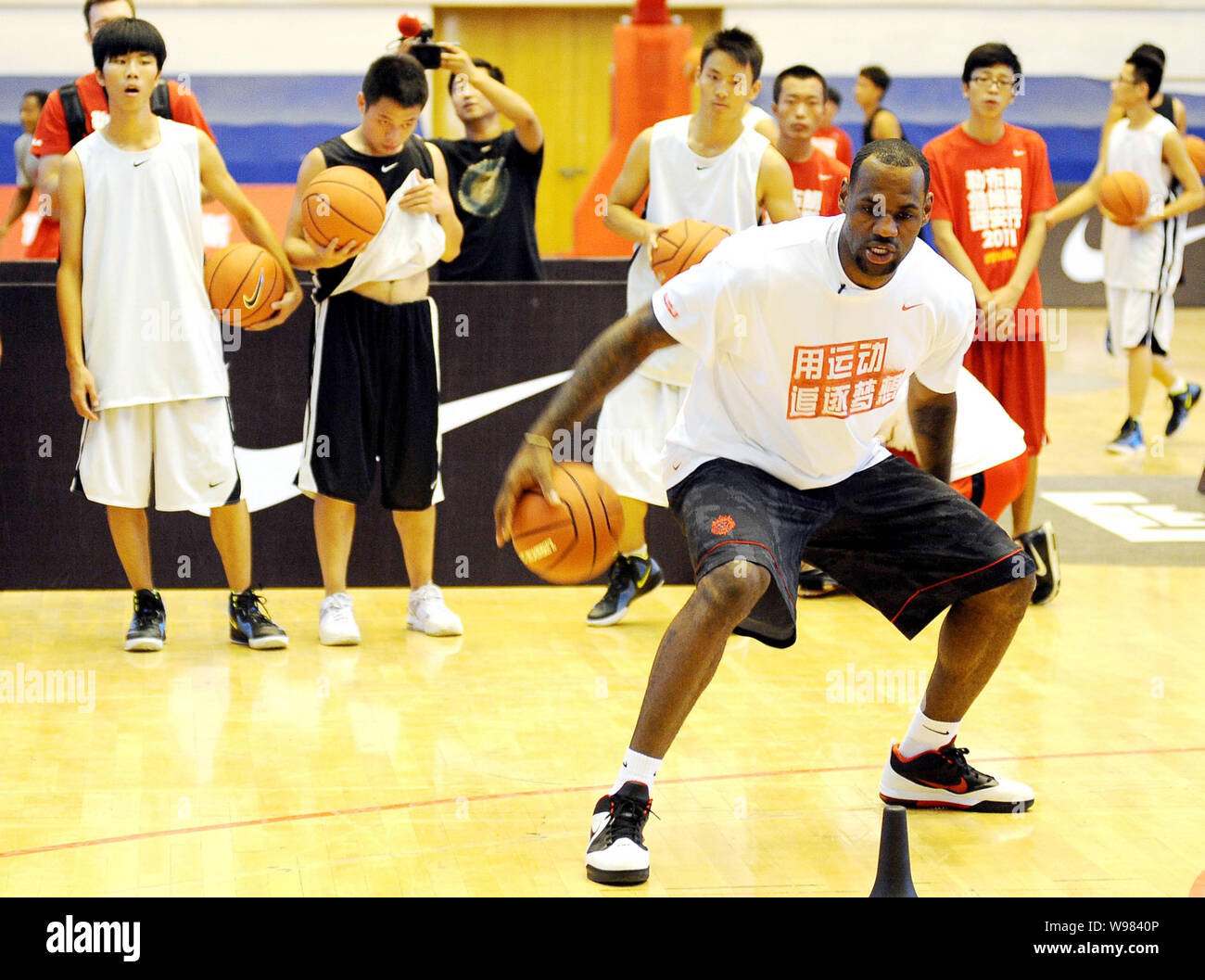 NBA star LeBron James coaches young Chinese basketball players at ...
