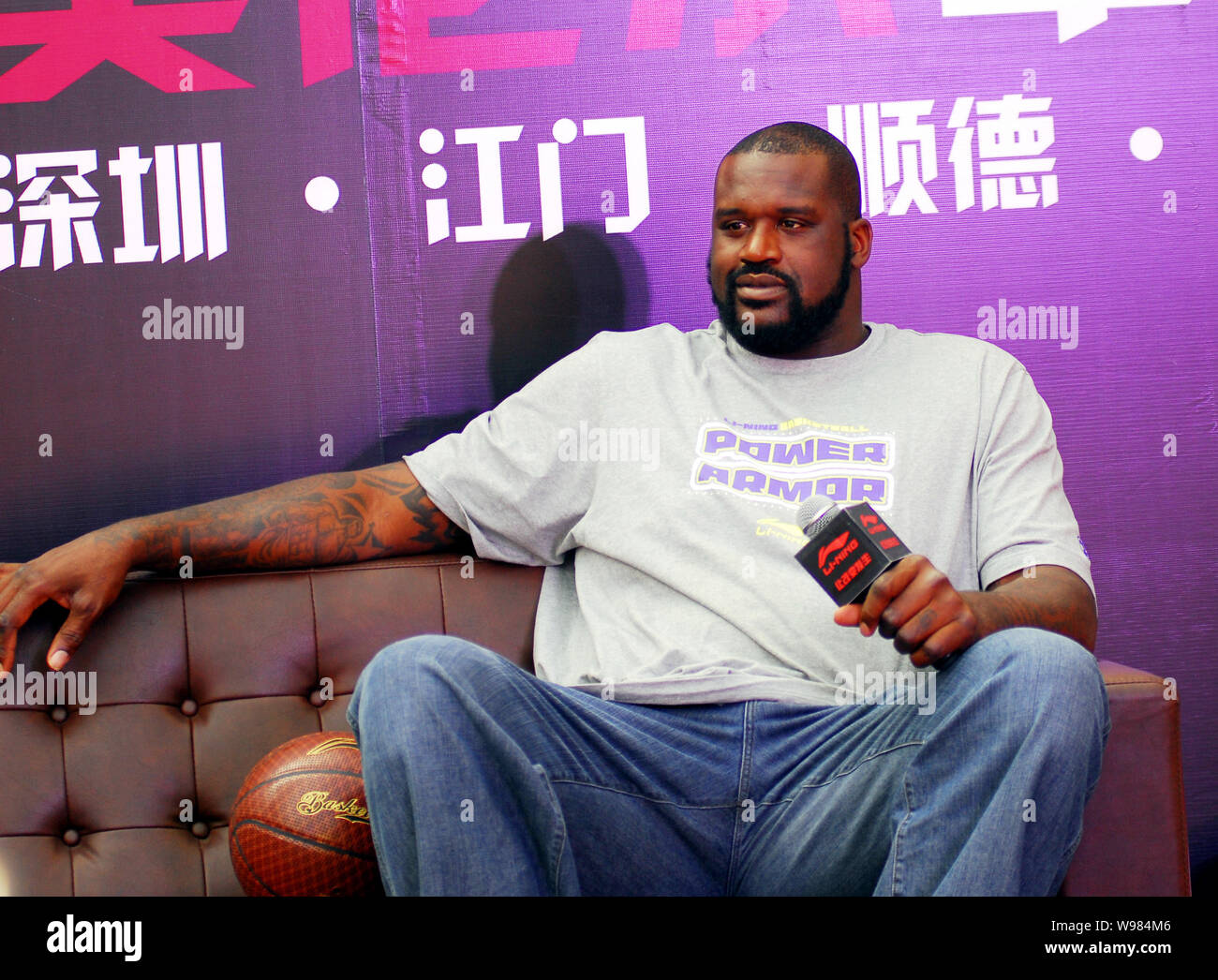 Former NBA superstar Shaquille ONeal attends a promotional event by ...