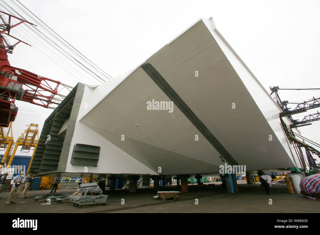 A steel structure for the San Francisco Bay Bridge is pictured at ...