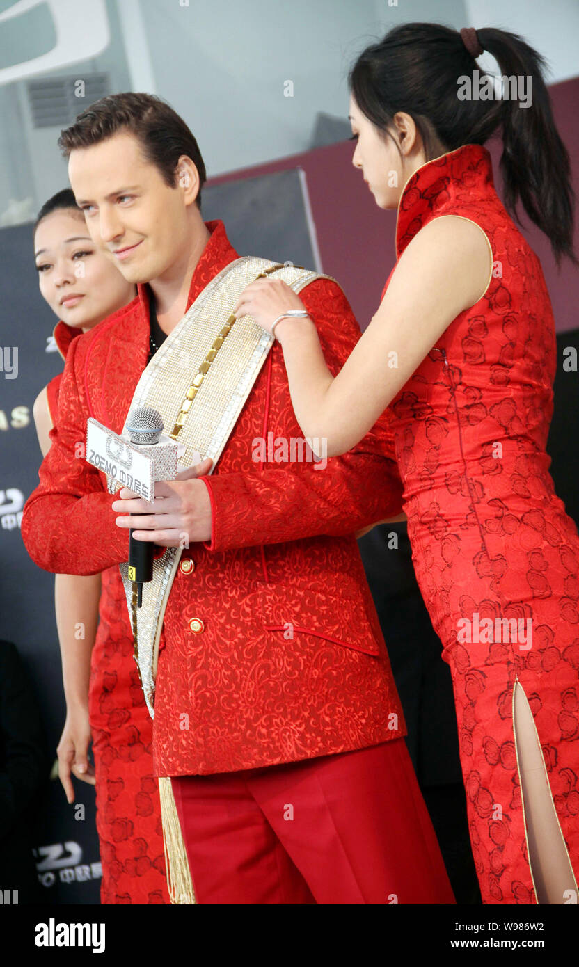 Russian singer Vitas is pictured at the booth of Mercedes-Benz at the ...