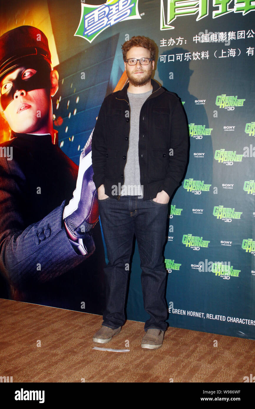 Canadian actor Seth Rogen attends a press conference for the movie, The ...