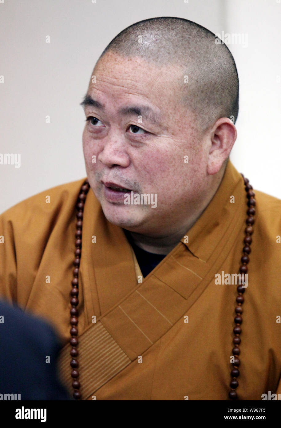 --FILE--Chinese abbot Shi Yongxin of the Shaolin Temple attends a forum ...