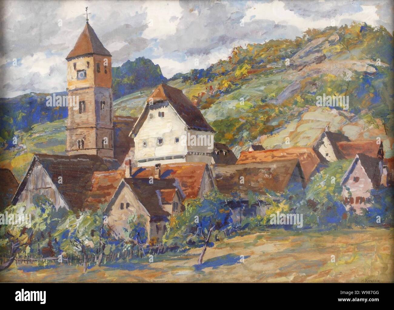 Detwang - Aquarell - Hugo Kreyssig - 1929 Stock Photo - Alamy