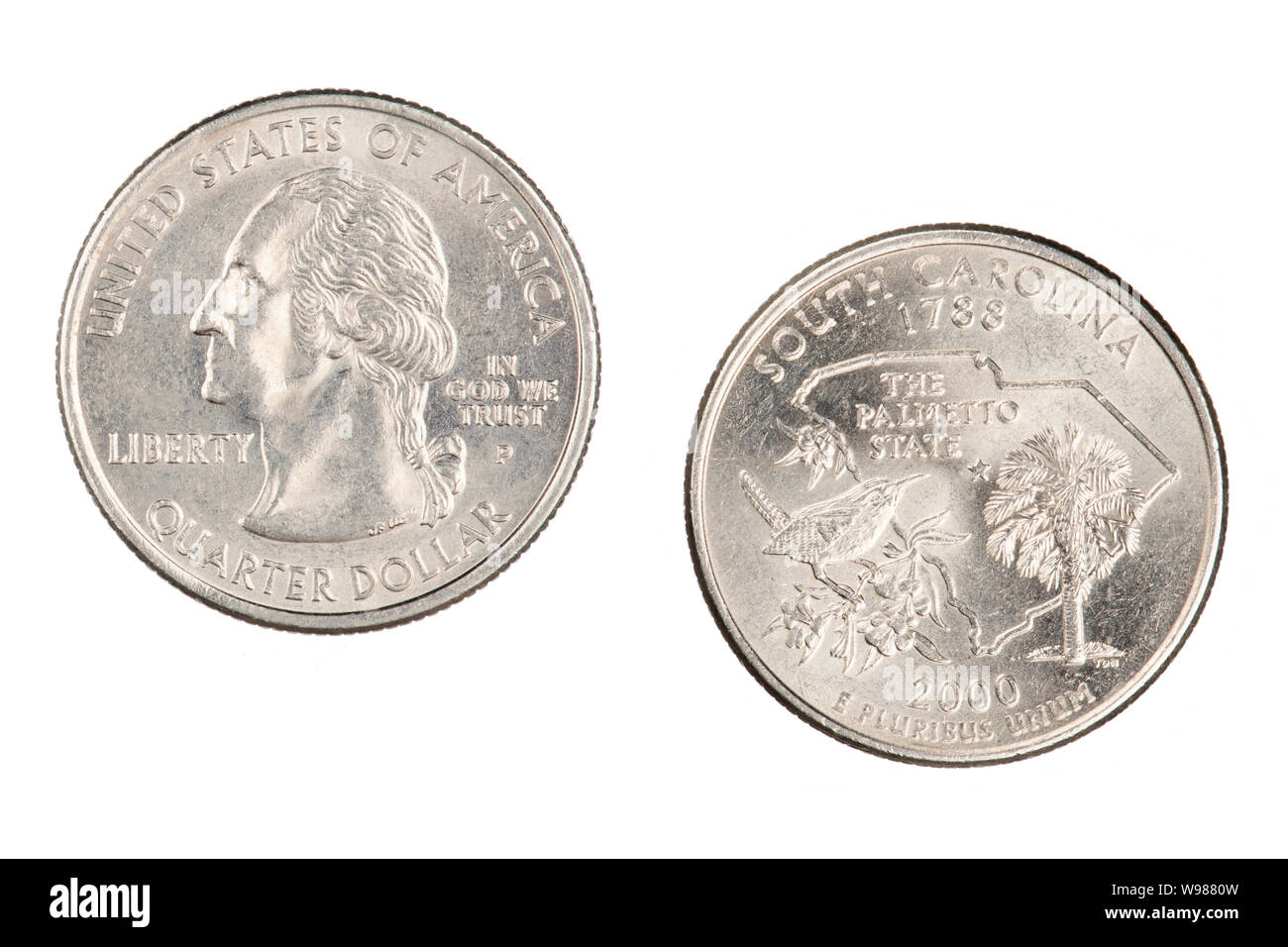 Obverse and reverse sides of the South Carolina 2000p State ...