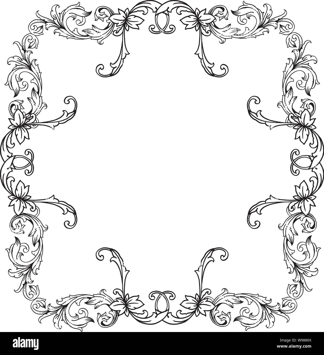 Nature plant leaf flower frame, for design elegant of card. Vector ...