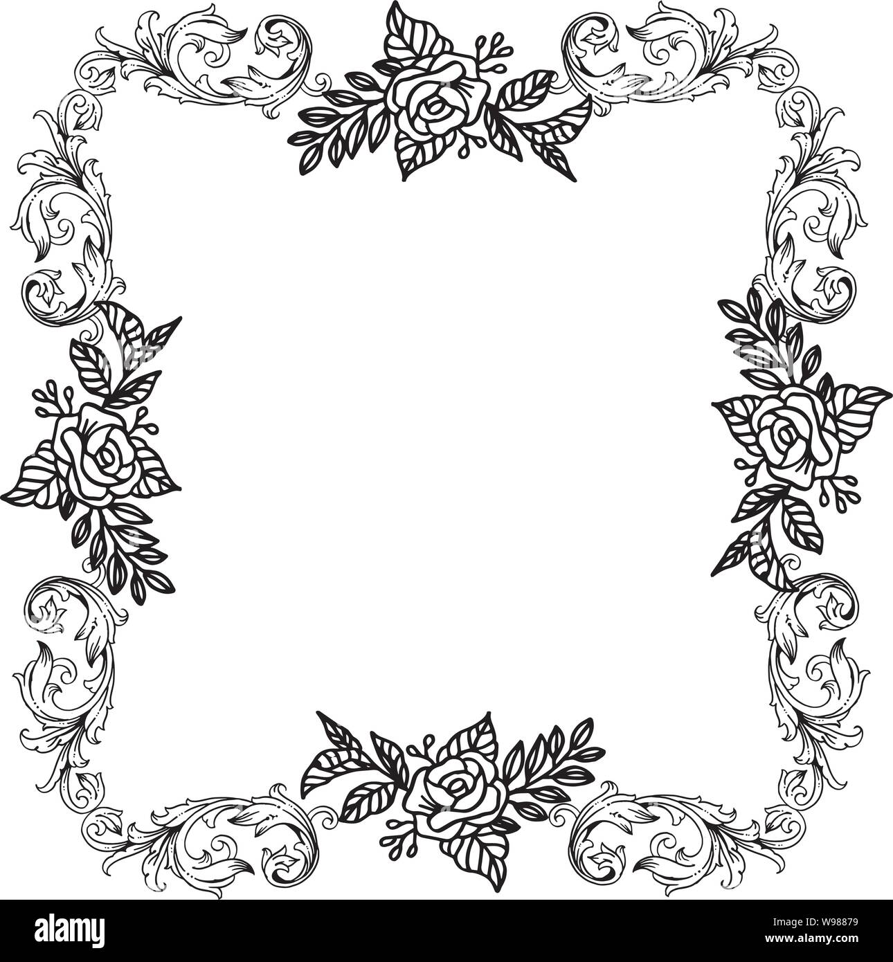 Nature plant leaf flower frame, for design elegant of card. Vector ...