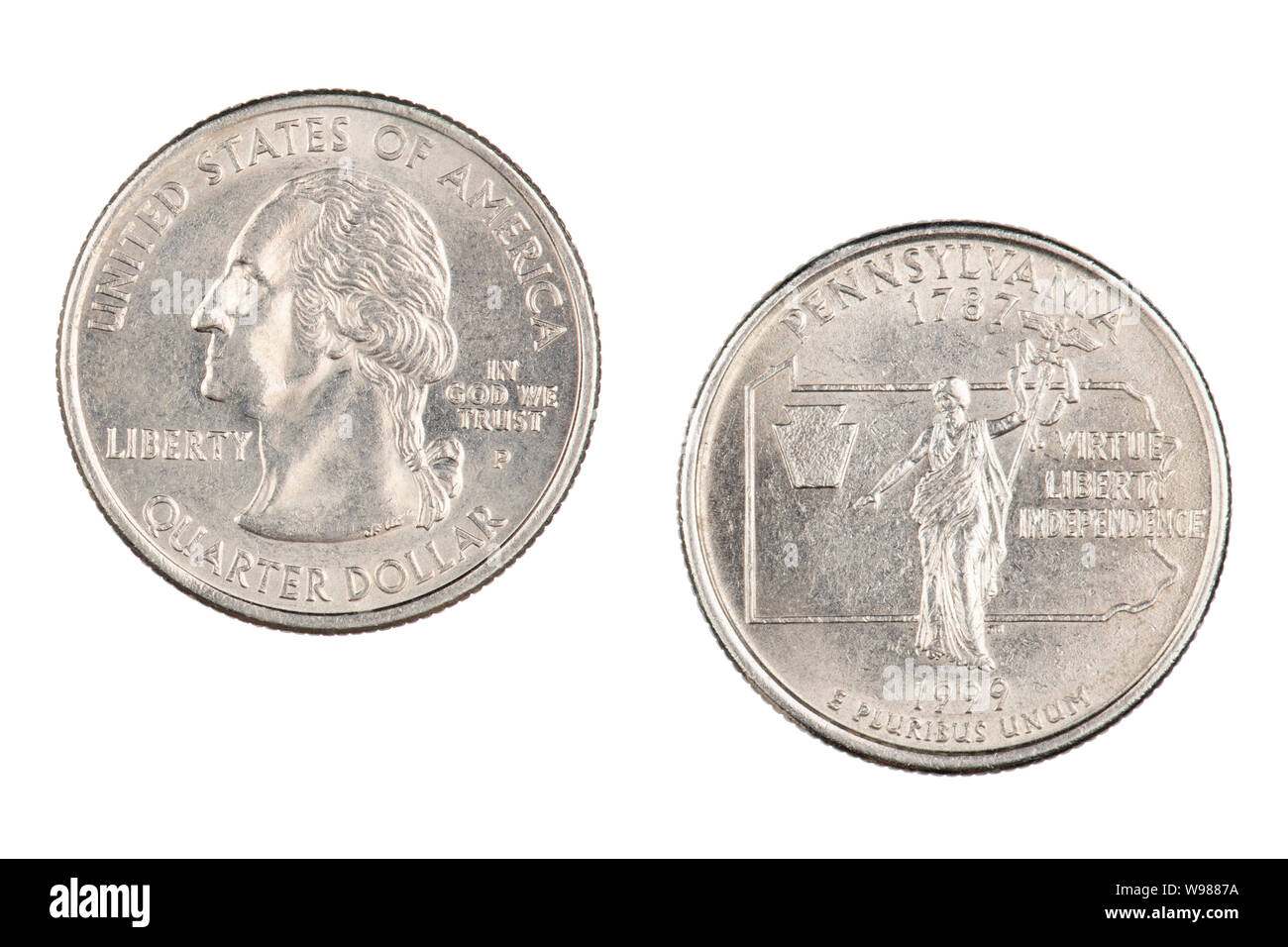 Obverse and reverse sides of the Pennsylvania 1999p State Commemorative ...
