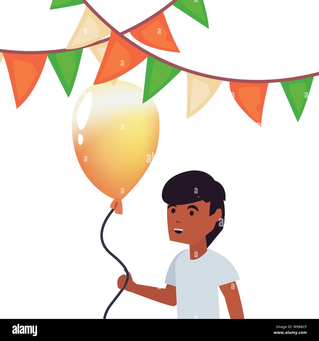 young man with party balloon decoration vector illustration Stock ...