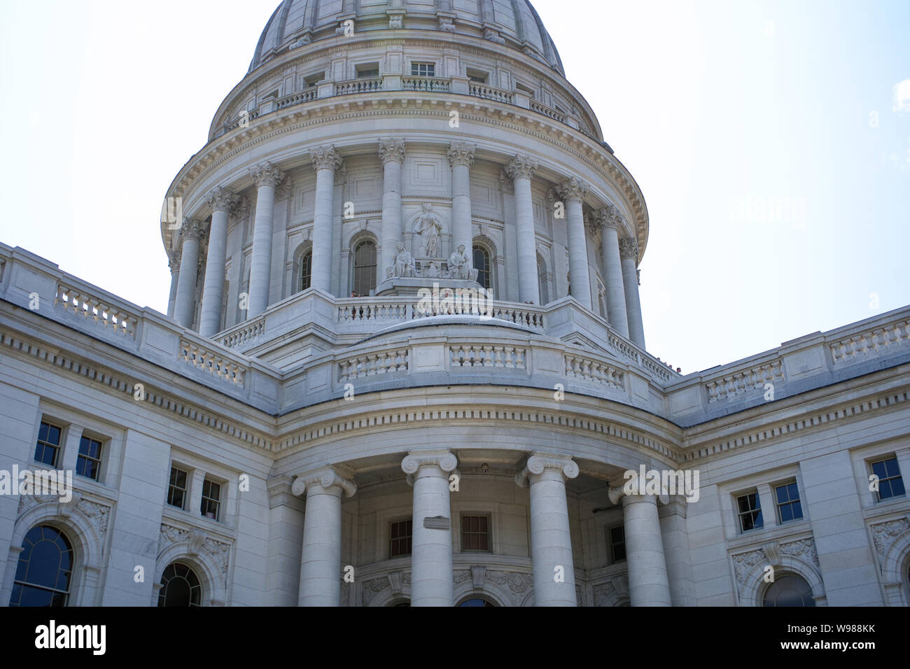 Wisconsin State Capitol, Madison, WI USA. Aug 2018. People visiting the ...