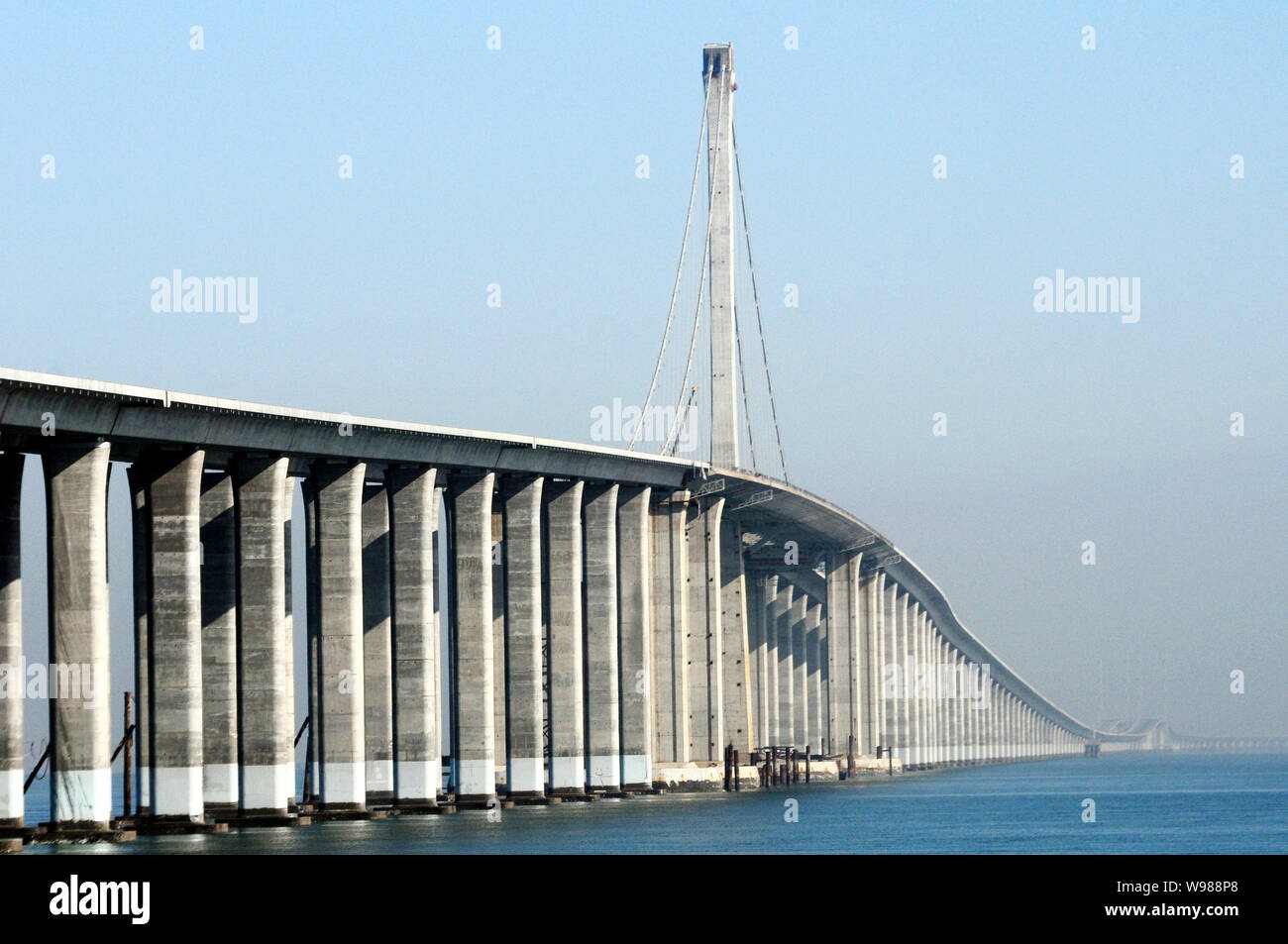 --FILE--The Qingdao Gulf Bridge, also known as the Qingdao Bay Bridge ...