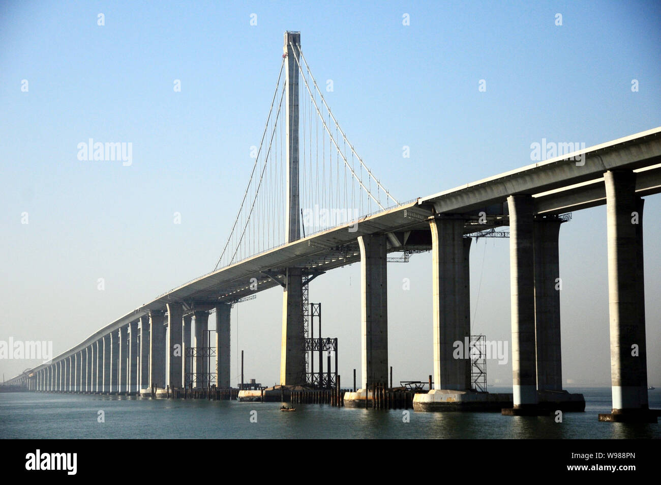 --FILE--The Qingdao Gulf Bridge, also known as the Qingdao Bay Bridge ...