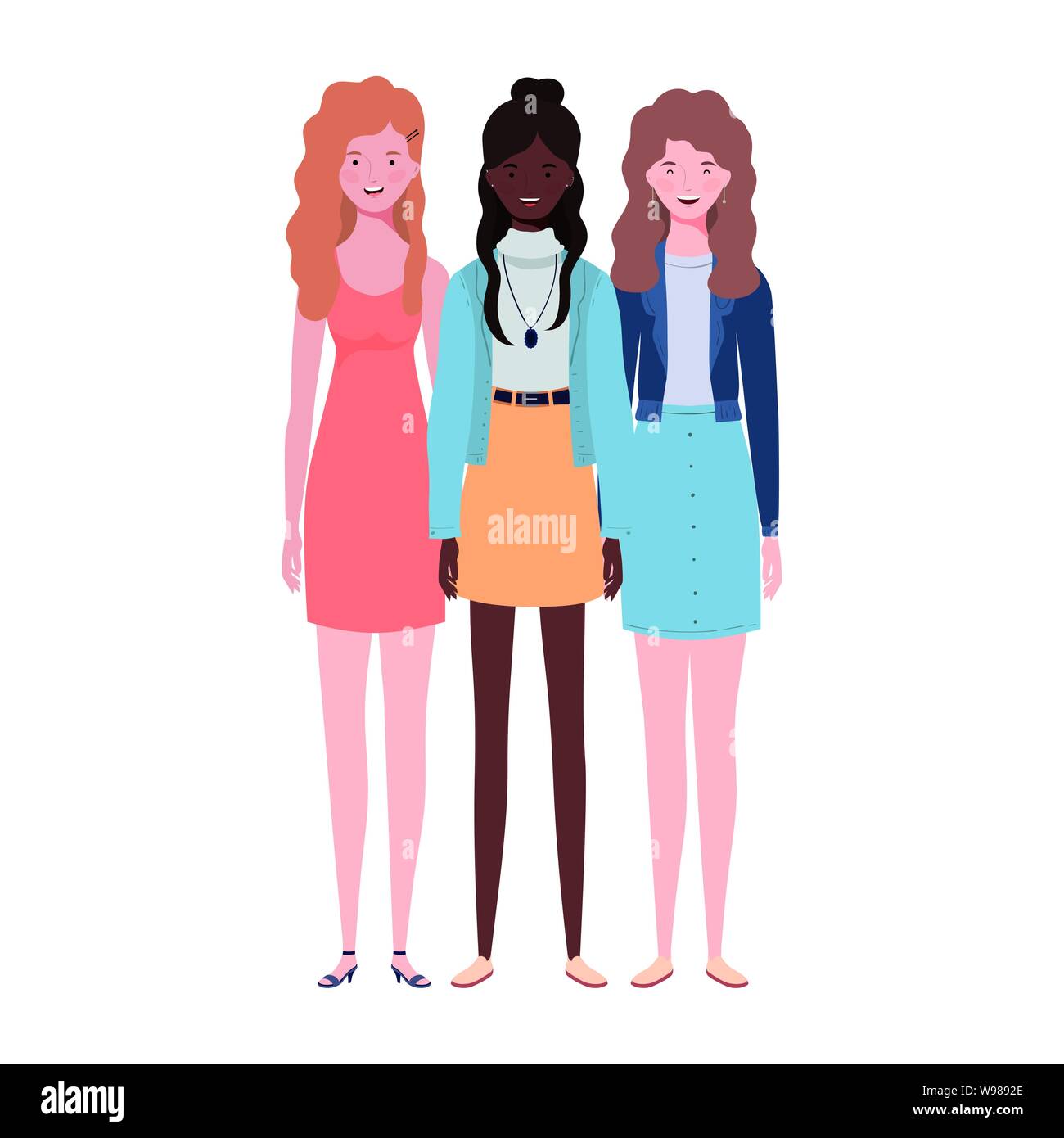 young women standing on white background Stock Vector Image & Art - Alamy