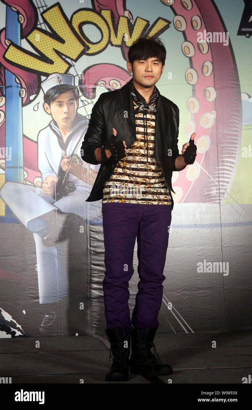 Taiwanese singer Jay Chou poses during a press conference for his new ...