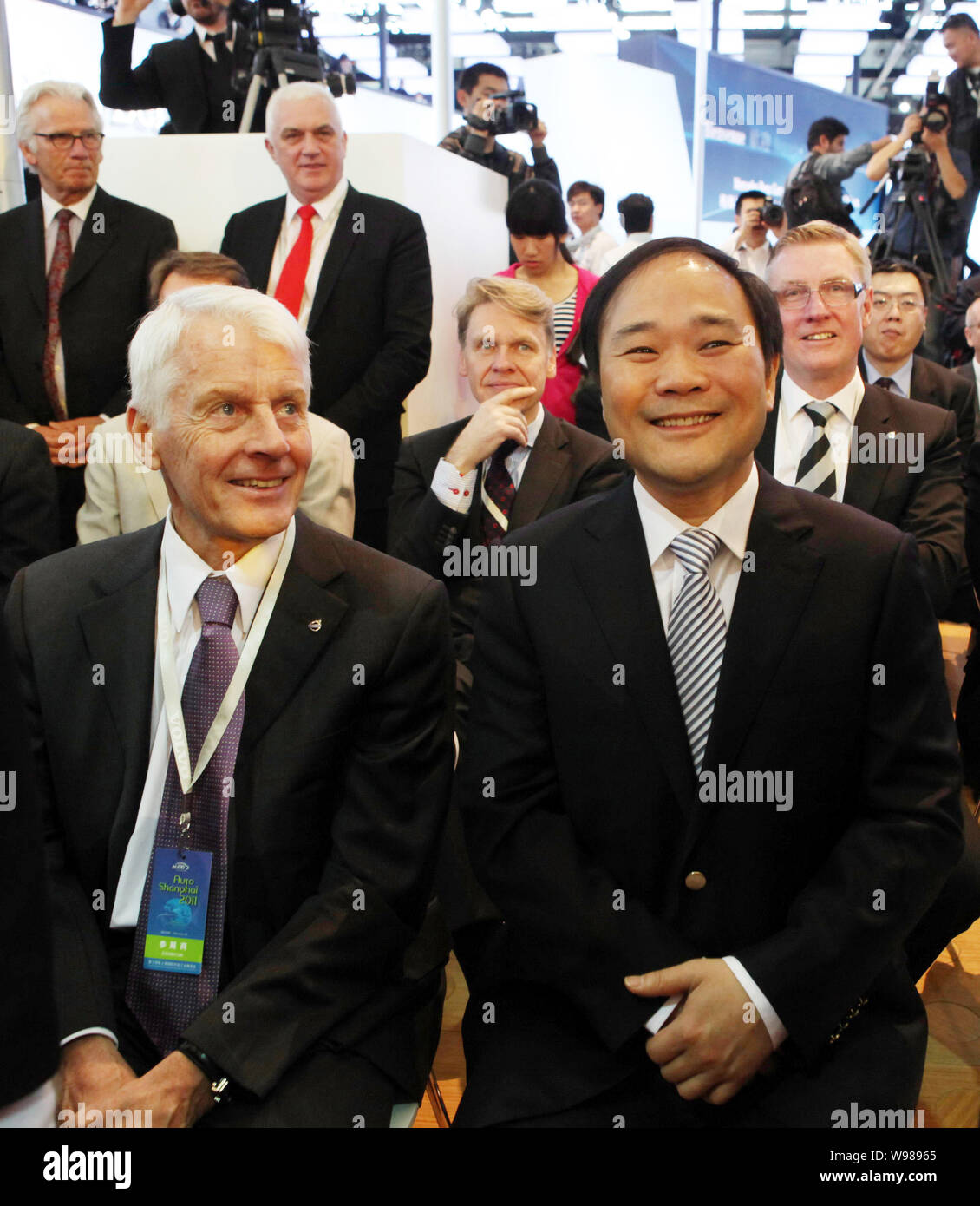 Li Shufu, right, Chairman of Geely Holding Group, is pictured at the ...