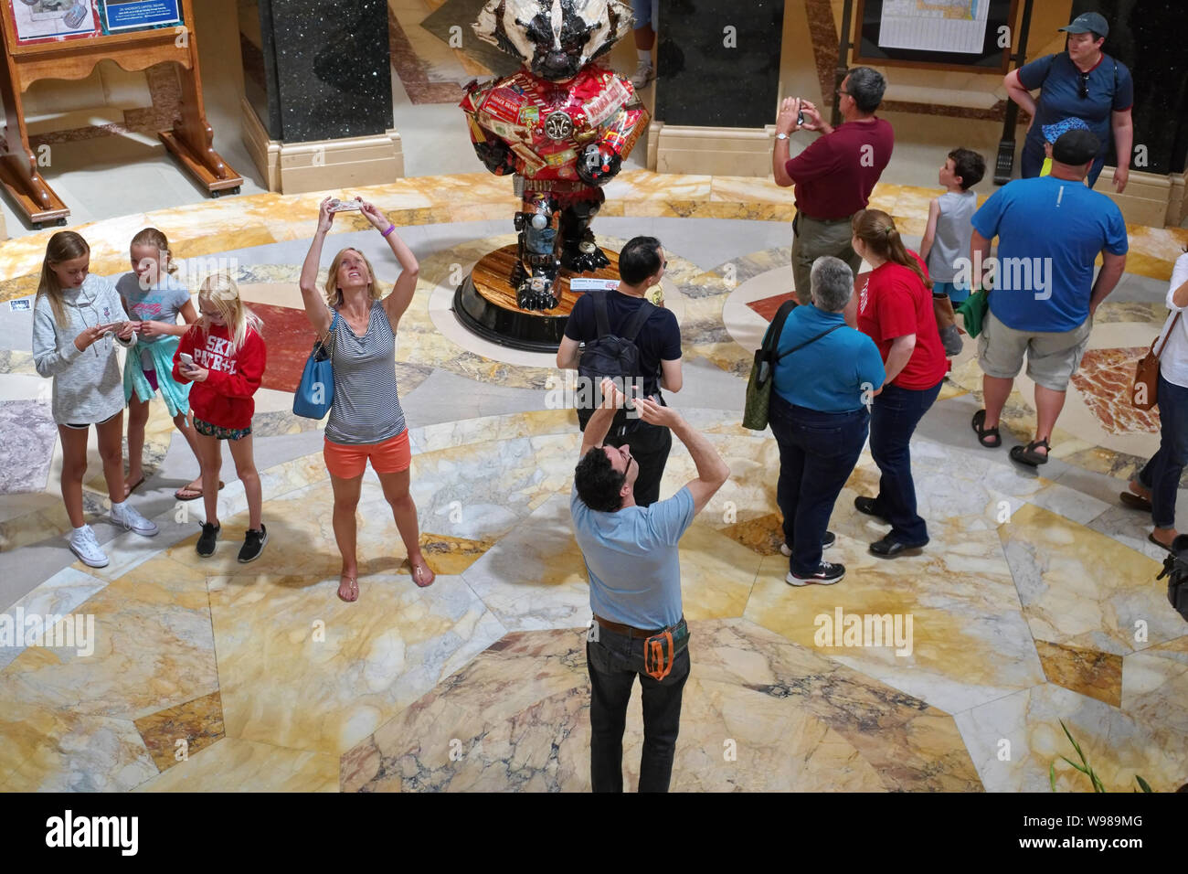 Wisconsin State Capitol, Madison, WI USA. Aug 2018. Visitors enjoying ...