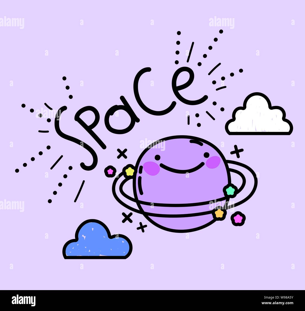 handwritten messages background space moon cartoon vector illustration ...