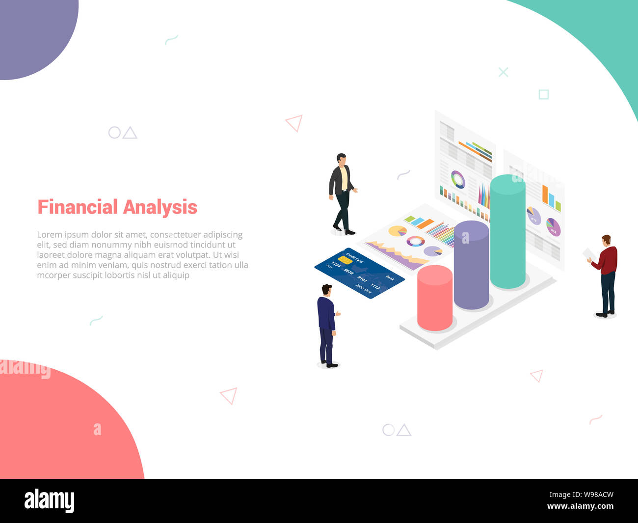 financial analysis company concept with team people analyze data from graph and chart with blue ...